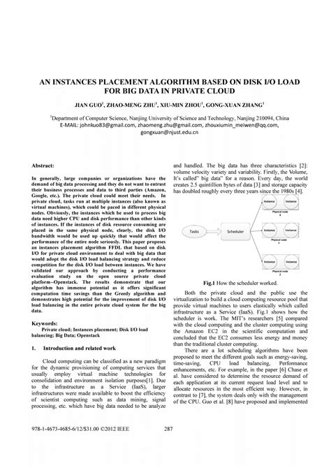 Pdf An Instances Placement Algorithm Based On Disk Io Load For Big Data In Private Cloud