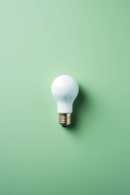 Premium Ai Image Illuminating Ideas One Light Bulb On Light Green Table Ai Generated