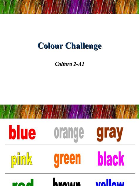 Colour Challenge English As A Second Or Foreign Language Humanities