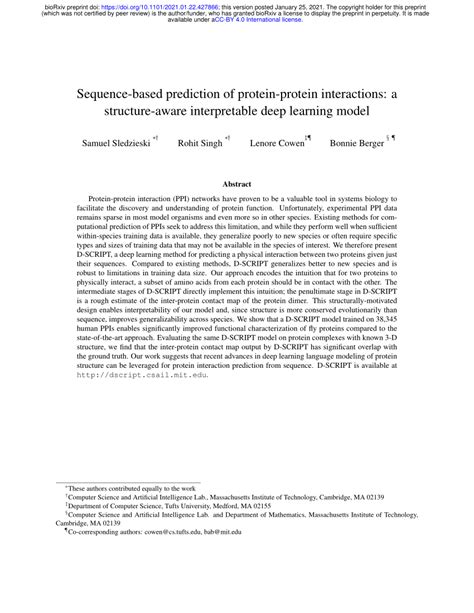 Pdf Sequence Based Prediction Of Protein Protein Interactions A Structure Aware Interpretable