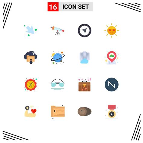 16 Universal Flat Color Signs Symbols Of Arrow Power Cursor Nature