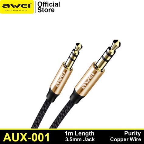 Awei Aux 001 Auxiliary Audio Cable 35mm Nylon Wire Audio Aux Cable