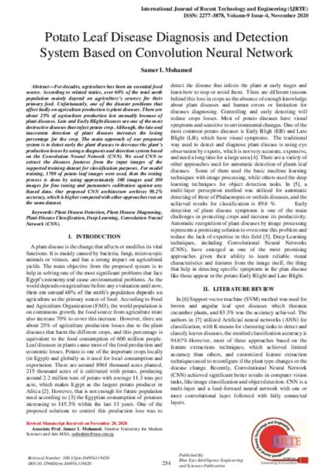 pdf potato leaf disease diagnosis and detection system based on
