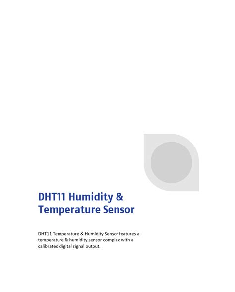 Dht11 Datasheet Pdf Osepp Humidity And Temperature Sensor