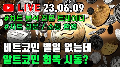 비트코인 실시간 방송 230609 더픽 차트무당 비트코인 별일 없는데 알트코인 회복 시동 Youtube