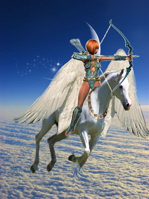 Amazon Warrior Woman Riding On An Beautiful Pegasus Amazon Warriors
