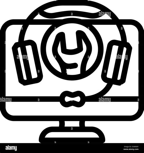 Remote Assistance Repair Computer Line Icon Vector Remote Assistance