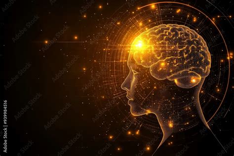 Digital Illustration Of A Human Head With An Illuminated Brain Symbolizing Intelligence Insight