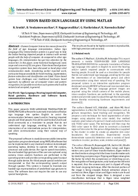 Pdf Vision Based Sign Language By Using Matlab