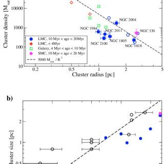 A Cluster Density As A Function Of Cluster Radius And B Cluster Size Download Scientific
