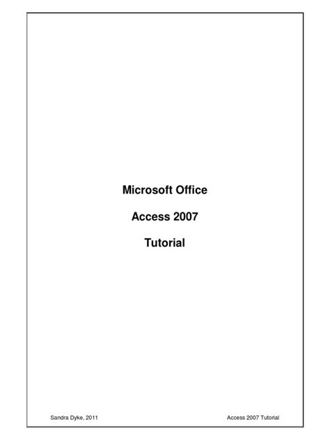 Access 2007 Tutorial Pdf Relational Database Databases