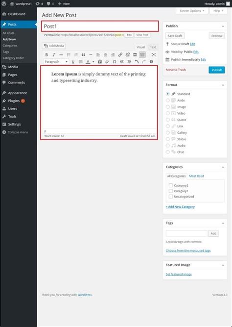 WordPress 发布帖子 w3cschool