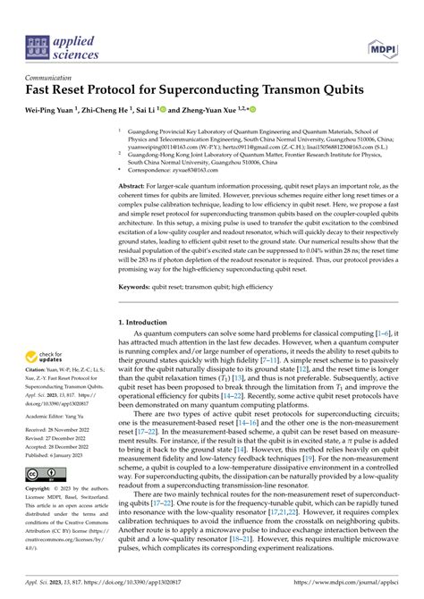 Pdf Fast Reset Protocol For Superconducting Transmon Qubits