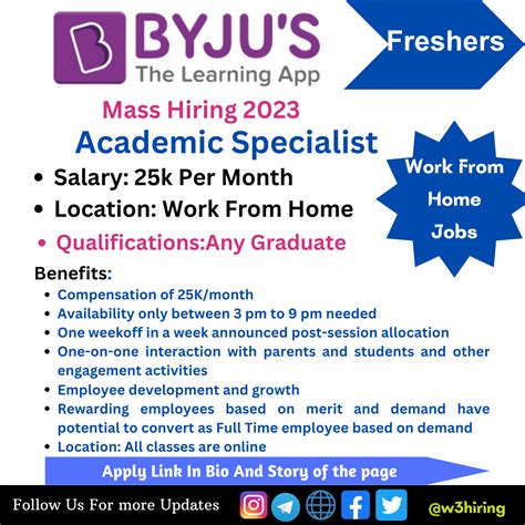 Byjus Recruitment 2023 Hiring Academic Specialist Any Graduate