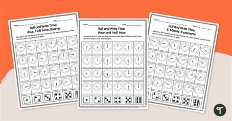Roll And Write Telling Time Dice Game Teach Starter