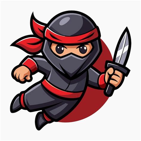 Premium Vector Cartoon Ninja Holding A Knife