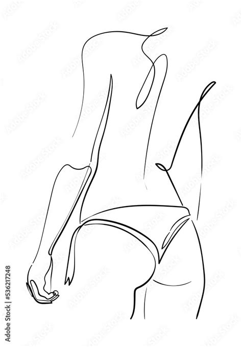 Continuous Line Naked Woman Or One Line Drawing On White Isolated Background Stock Illustration