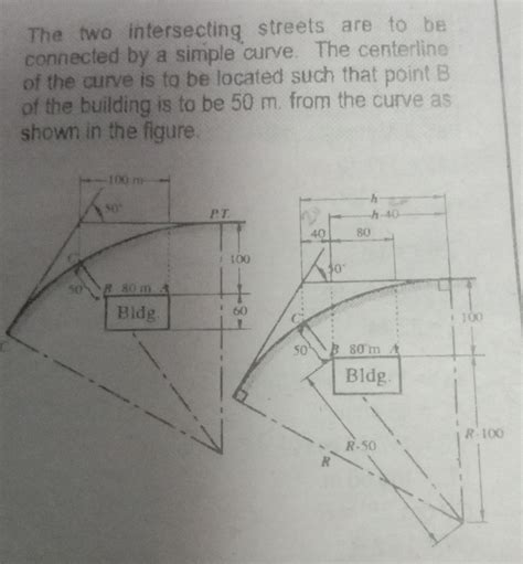 solved the two intersecting streets are to be connected by a simple