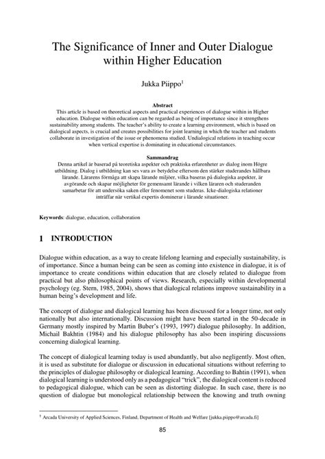 Pdf The Significance Of Inner And Outer Dialogue Within Higher Education Pdf The Significance Of Inner And Outer Dialogue Within Higher Education