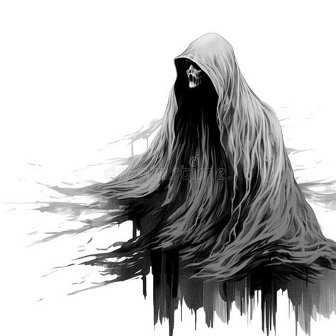 Horror Halloween Ghost Drawing For A Halloween Horror Movie Stock