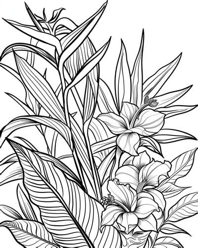 Tropical Flower Coloring Pages