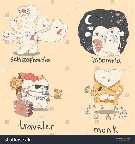 Set Cute Teeth Characters Vector Illustration Stock Vector Royalty Free 1098125900 Shutterstock