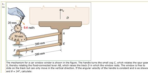 Solved A The Angular Velocity Of Lever Ab In Rad S And Take Ccw B The Speed Of Point A