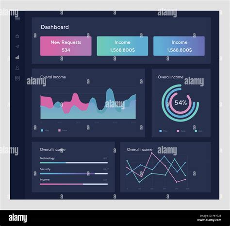 Infographic Template With Flat Design Daily Statistics Graphs Dashboard Pie Charts Workflow