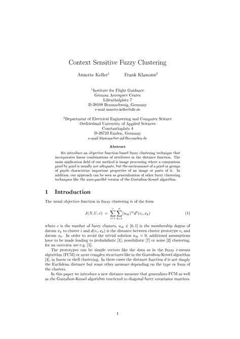 Pdf Context Sensitive Fuzzy Clustering