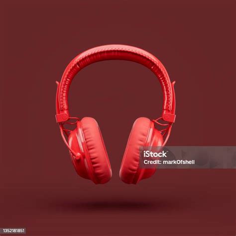 레드 스튜디오 전면 뷰 3d 렌더링의 이어 헤드폰 위에 흑백 빨간색 Brand Name Video Game에 대한 스톡 사진 및 기타 이미지 Brand Name