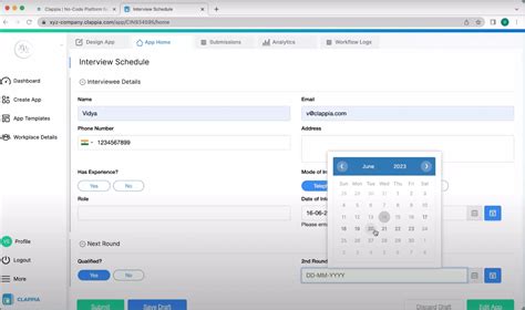 Interview Scheduling With Date Selector Block Clappia