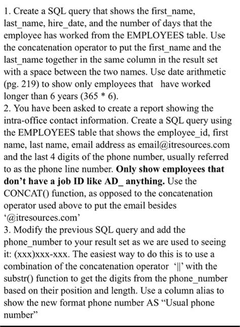 Solved 1 Create A Sql Query That Shows The First Name