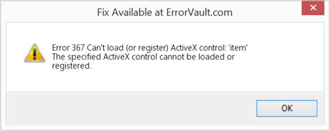 How To Fix Error 367 Cant Load Or Register Activex Control Item
