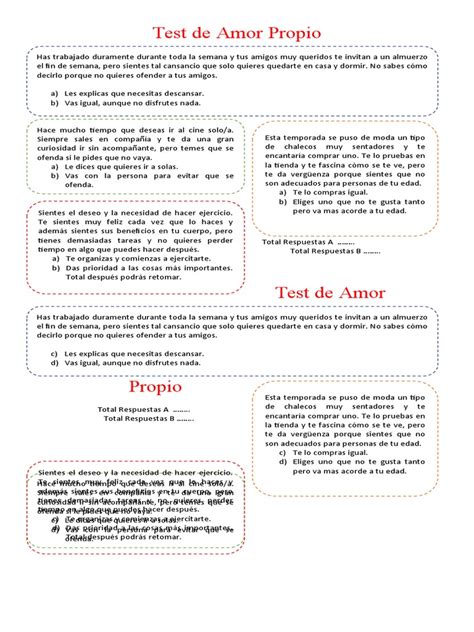 Test De Amor Propio Y Decisiones Personales Pdf