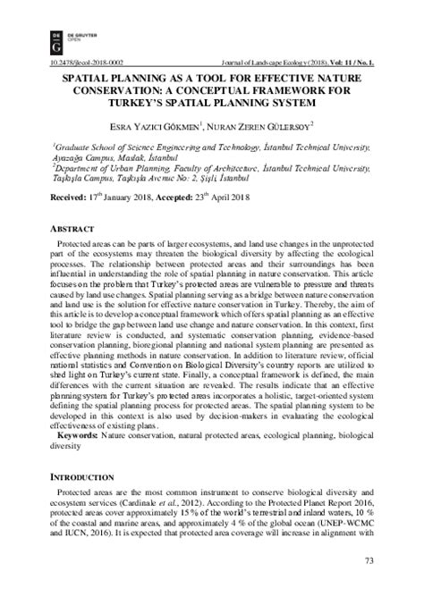Pdf Spatial Planning As A Tool For Effective Nature Conservation A Conceptual Framework For