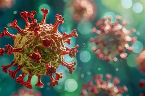 Group Of Floating Different Kinds Of Microscopic Bacteria Or Microbes