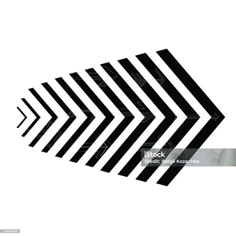 Dynamic Arrow With Curved Corners Indicating Fast Speed Rapidly Moving Object Stock Illustration