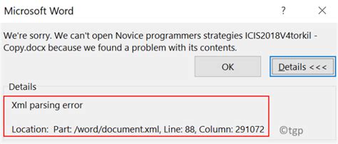 How To Fix Xml Parsing Error In Microsoft Word