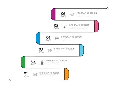 6 Data Infographics Tab Thin Line Index Template Set Square