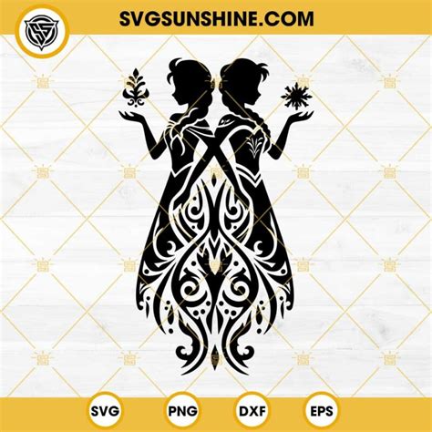 Elsa And Anna Svg Png Dxf Eps Cut Files For Cricut Silhouette