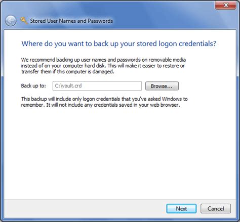 Backup And Restore Saved Passwords In Windows Vault Password Recovery