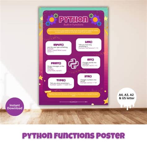 Python Built In Functions Cheat Sheet Programmer Reference By