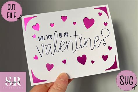 Svg Valentines Day Insert Card Cricut Joy Friendly Draw Etsy