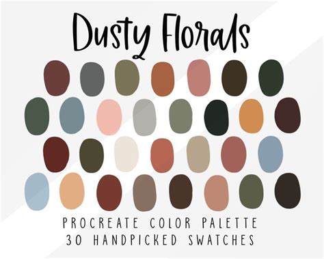 Dusty Florals Procreate Color Palette Color Swatches Procreate Palette Etsy Christmas