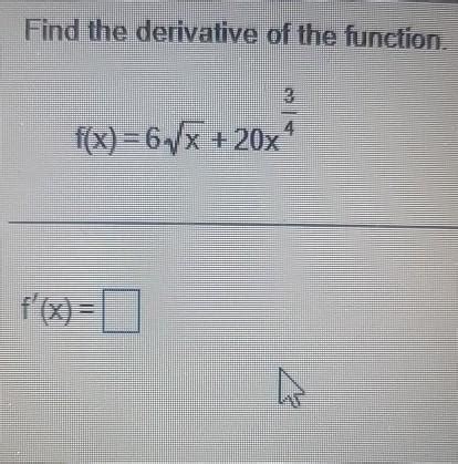 Solved Find The Derivative Of The Chegg Com