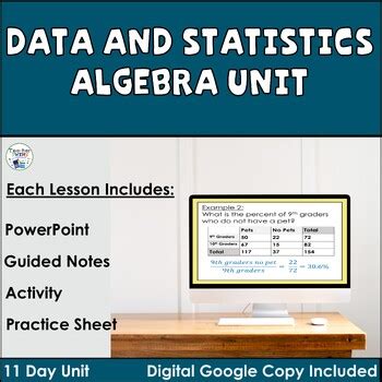 Data And Statistics For Algebra Unit By Teacher Twins TPT