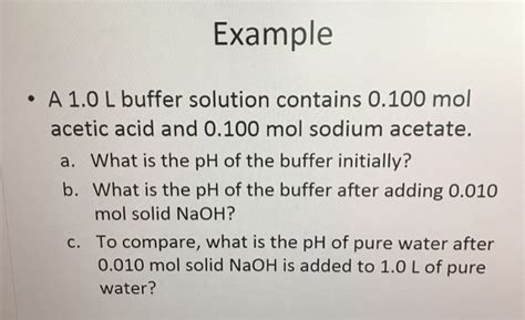 solved example a 1 0 l buffer solution contains 0 100 mol