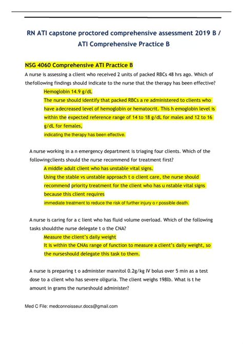 Rn Ati Capstone Proctored Comprehensive Assessment 2019 B Ati