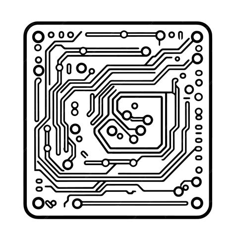 Futuristic Computer Chip Circuit Board Outline Icon In Vector Format Premium Ai Generated Vector