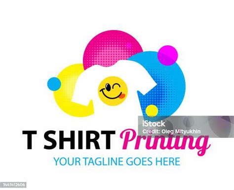 티셔츠 인쇄의 재미 있는 벡터 로고 템플릿입니다 타이포그래피 인쇄 기업 아이덴티티 워크샵 브랜딩 공장 세리 그래피 흰색 배경에 격리 된 실크 스크린 실크 스크린에 대한 스톡
